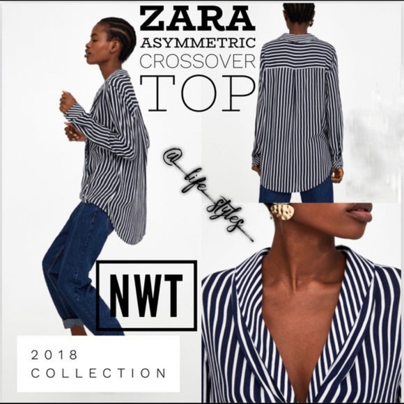 Zara | Tops | Zara Asymmetric Crossover Striped New Top Xsmxl | Poshmark